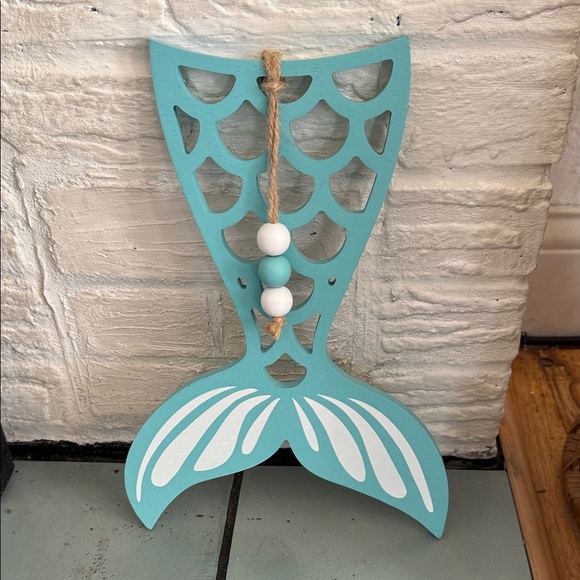Accents | Mermaid Tail Wall Decor In Teal And White | Poshmark